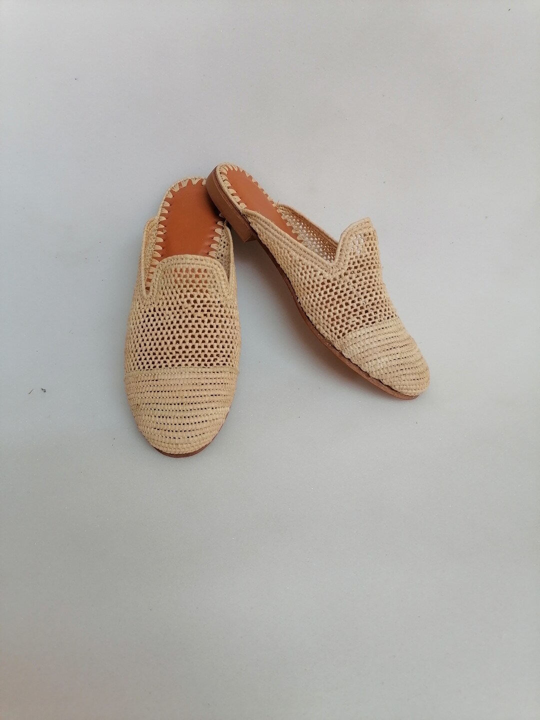 Natural Raffia Shoes, Raffia Slippers for Women, Handmade Raffia ...
