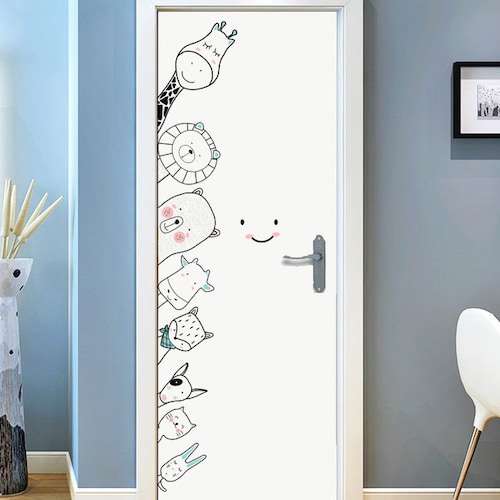 Door Sticker for Kids Animals Safari Kids Wall Decal Wall - Etsy