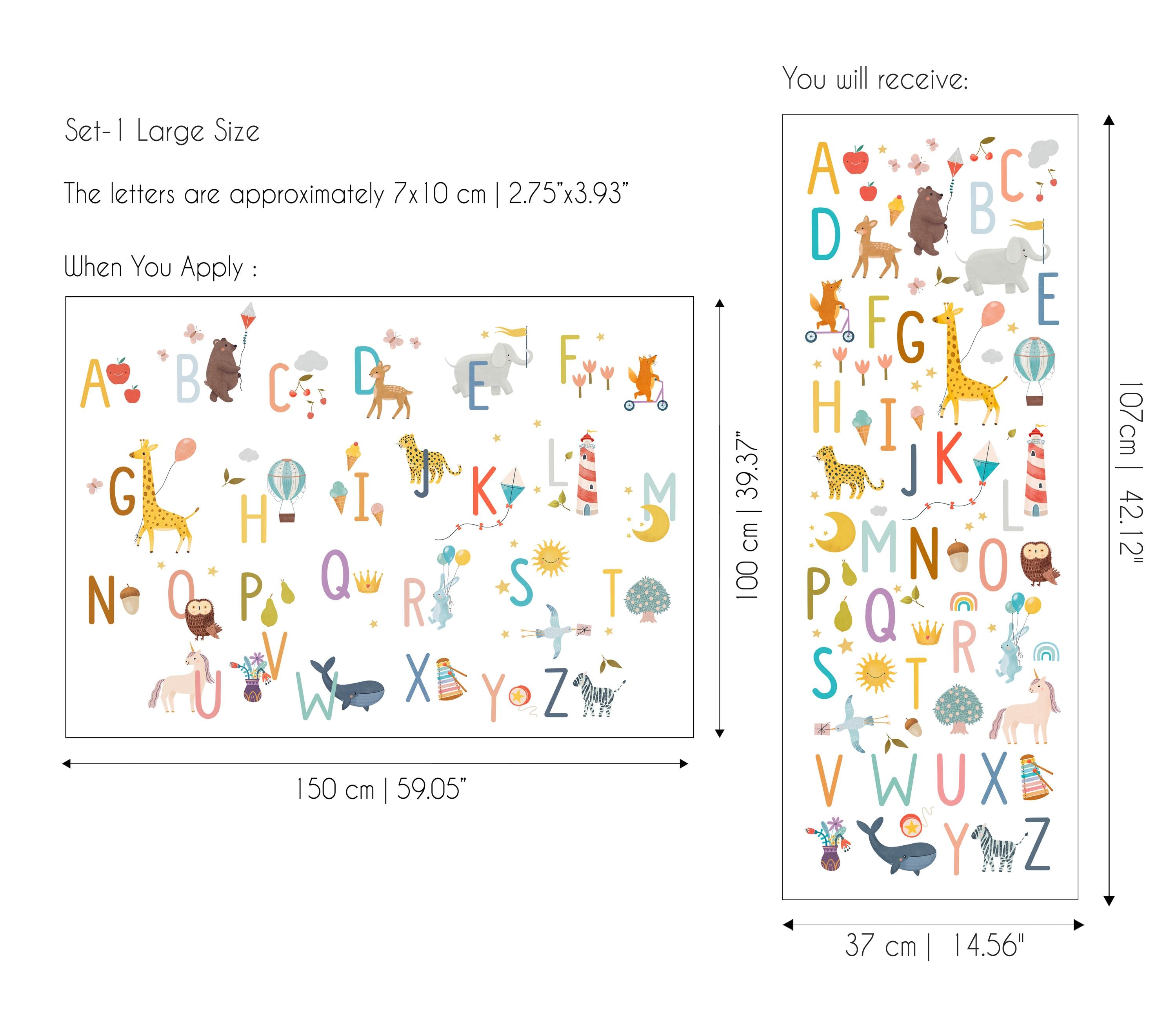 ABC Alphabet Wall Decal - Educational Nursery Decor, Removable Vinyl ...