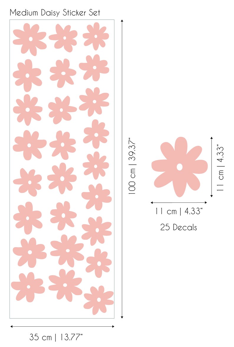 Daisy Wall Decal Flower Wall Decals Daisy Boho Wall - Etsy
