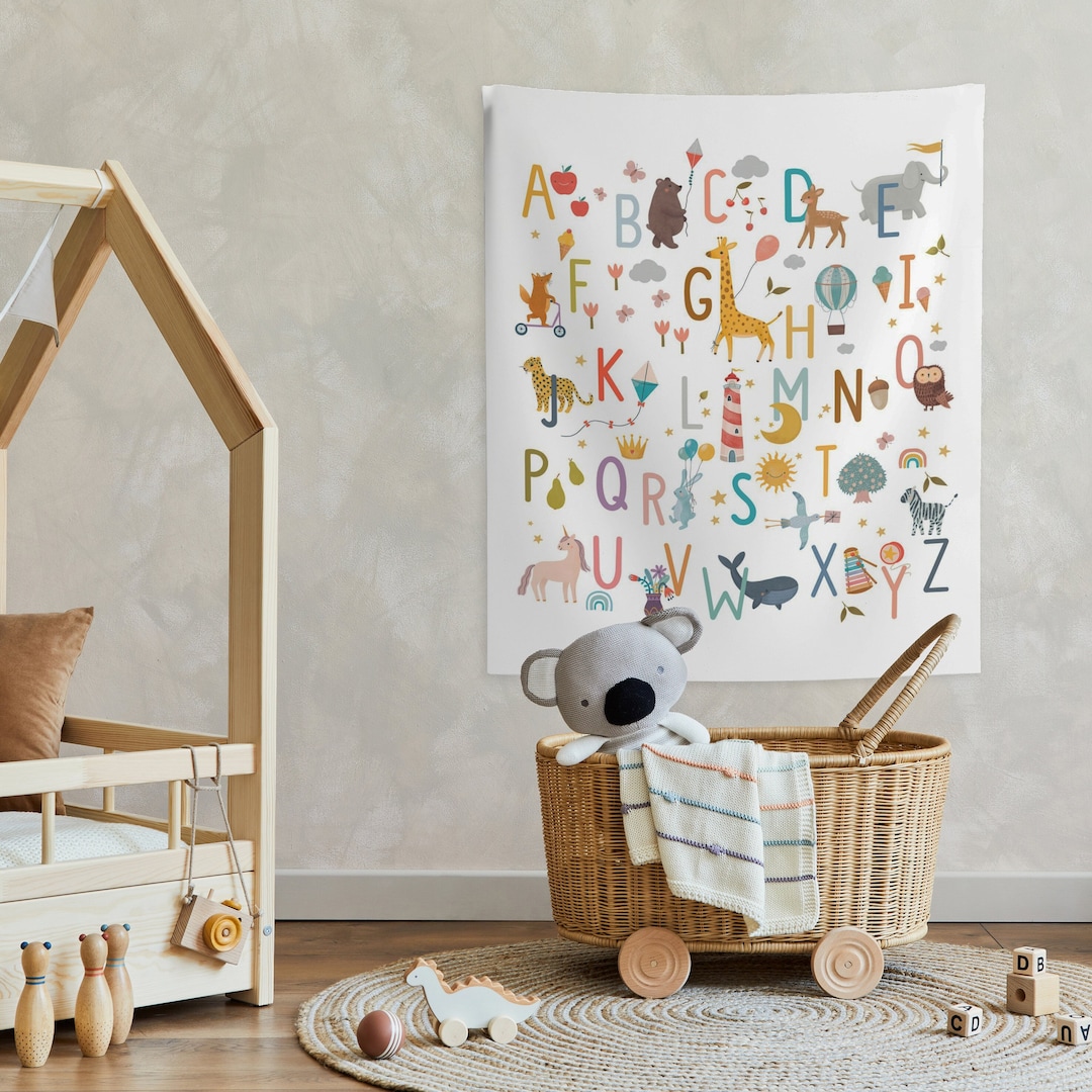 Animal Alphabet Tapestry , Boho Classroom Decor, Alphabet Poster, ABC ...