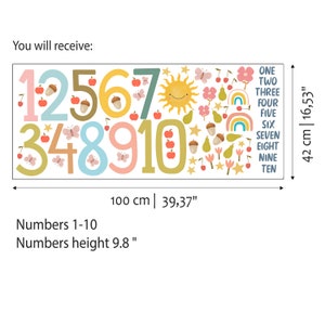 Nursery Rainbow Numbers Wall Sticker , Playroom Wall Decal, Kids ...