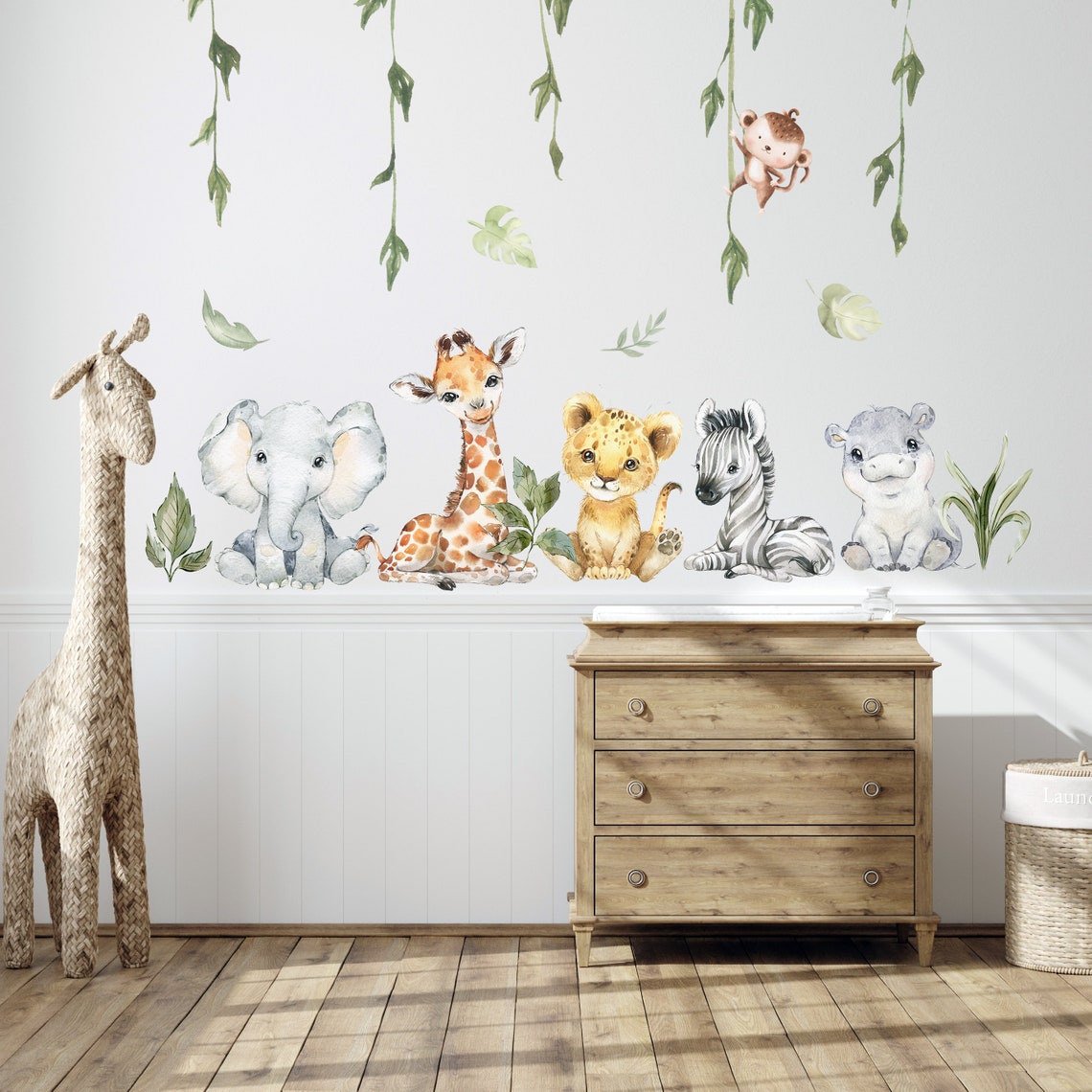 XL Safari Wall Sticker Set for Kids, Safari Animals, Wall Decal, Africa ...