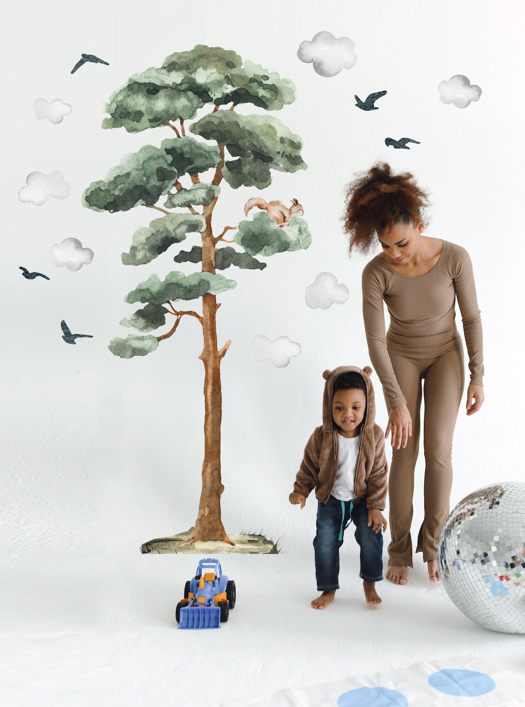 Tree Wall Decal, Tree Wall Sticker Nursery, Woodland Wall Decal for ...