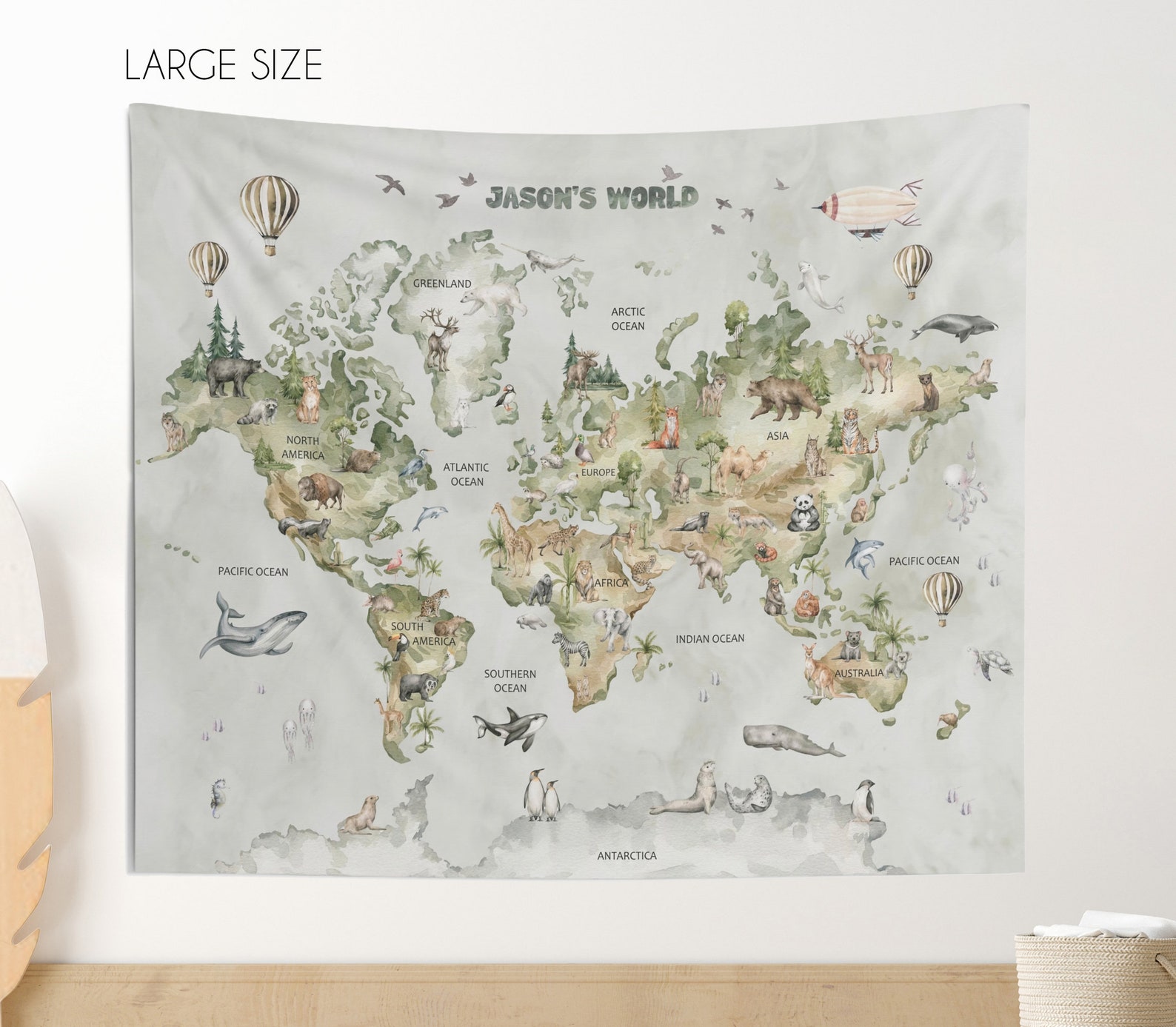 World Map Tapestry Kids World Map Tapestry Custom Tapestry - Etsy