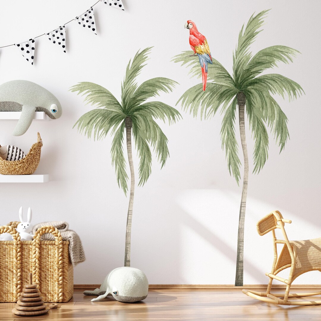 Palm Tree Decal, Tree Nursery Decal, Nursery Forest Wall Decal, Peel ...