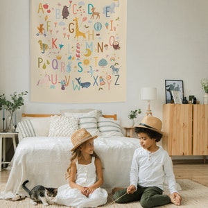 Animal Alphabet Tapestry , Boho Classroom Decor, Alphabet Poster, ABC ...