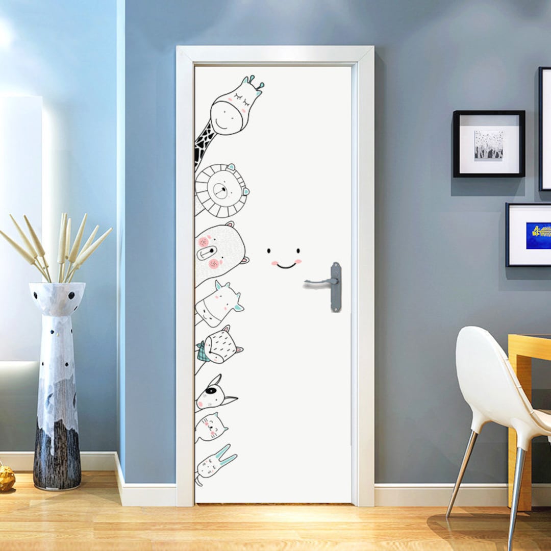 Door Sticker for Kids, Animals Safari Kids Wall Decal, Wall Sticker ...