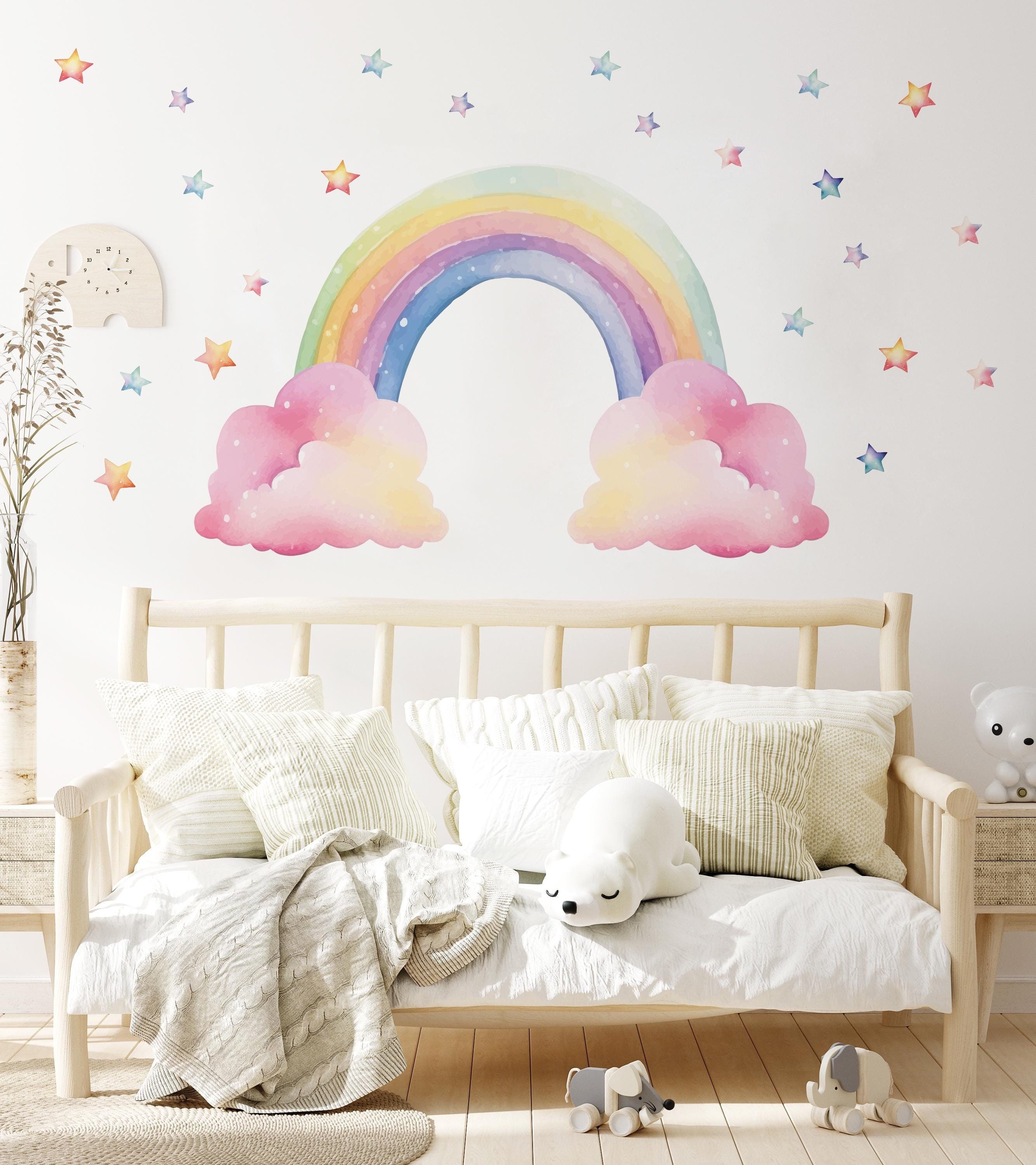 Pastel Rainbow Wall Decal: Boho Nursery Watercolor Stickers - Etsy