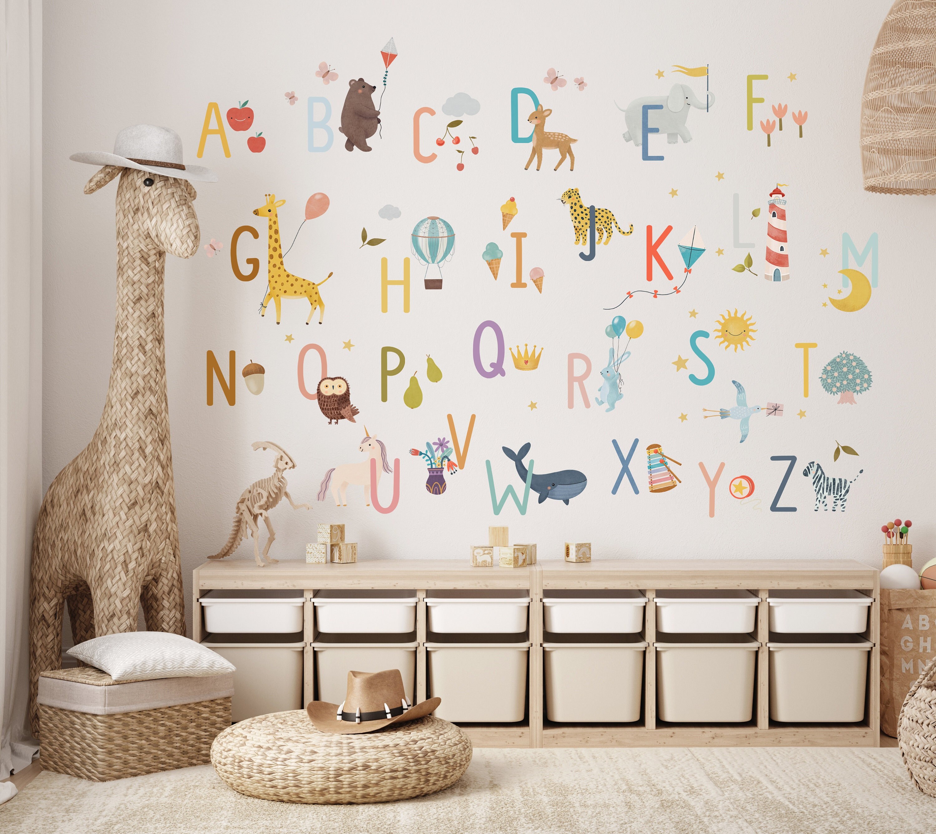 ABC Alphabet Wall Decal - Educational Nursery Decor, Removable Vinyl ...