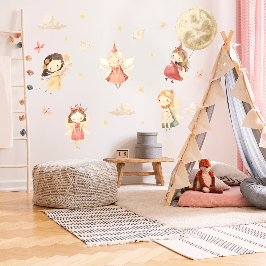 Fairy Wall Decal, Watercolor Fairies Wall Decal, Nursery Fairytale ...