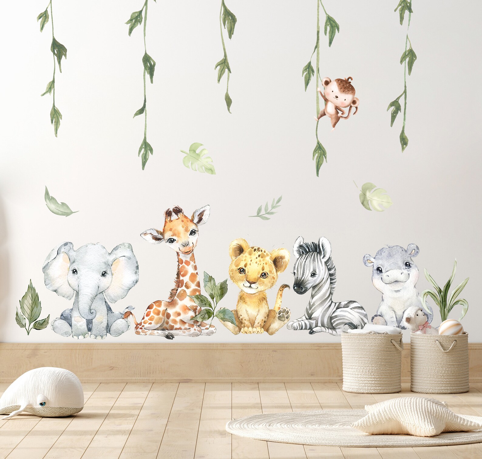 XL Safari Wall Sticker Set for Kids, Safari Animals, Wall Decal, Africa ...