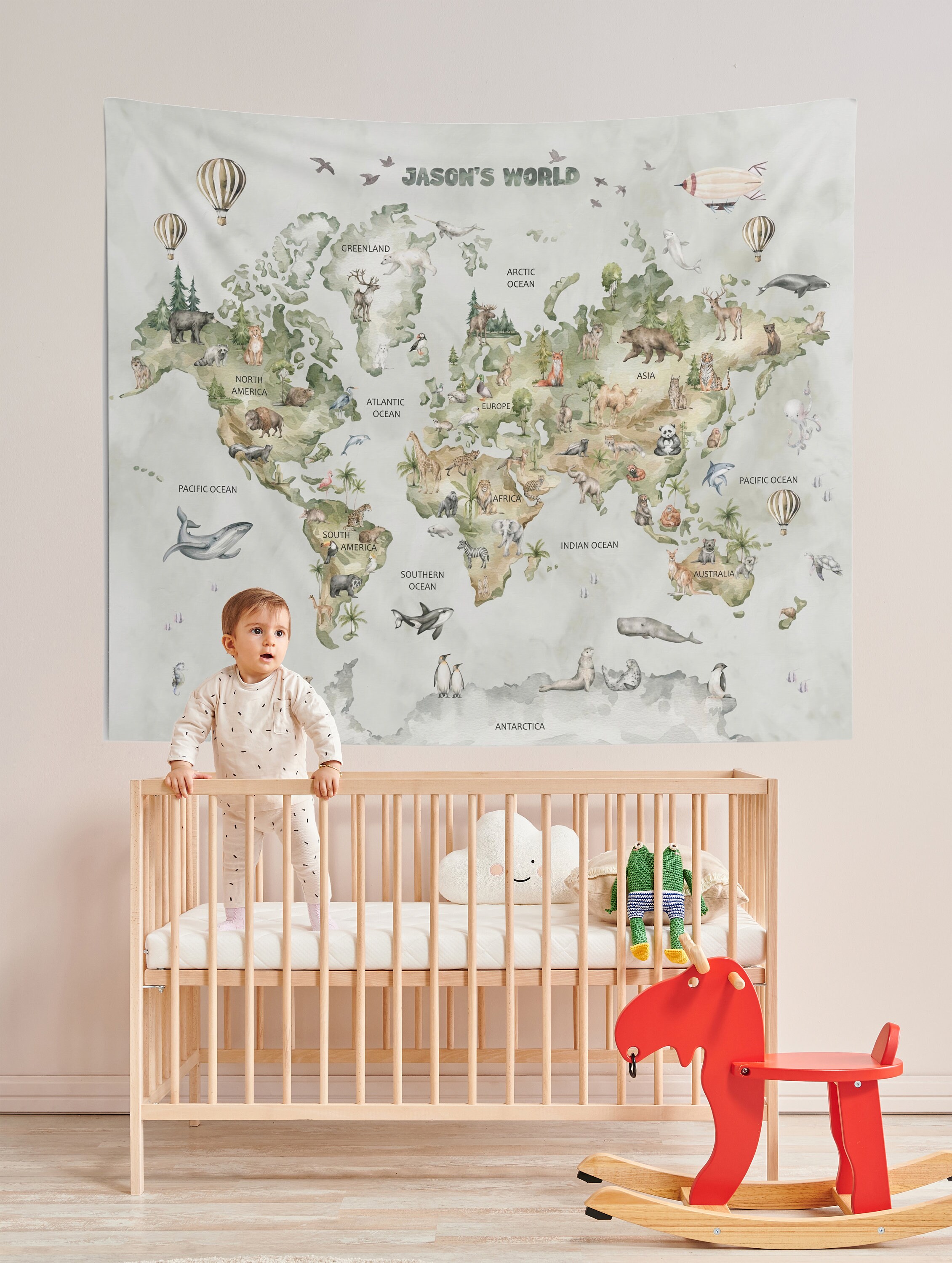 World Map Tapestry Kids World Map Tapestry Custom Tapestry - Etsy