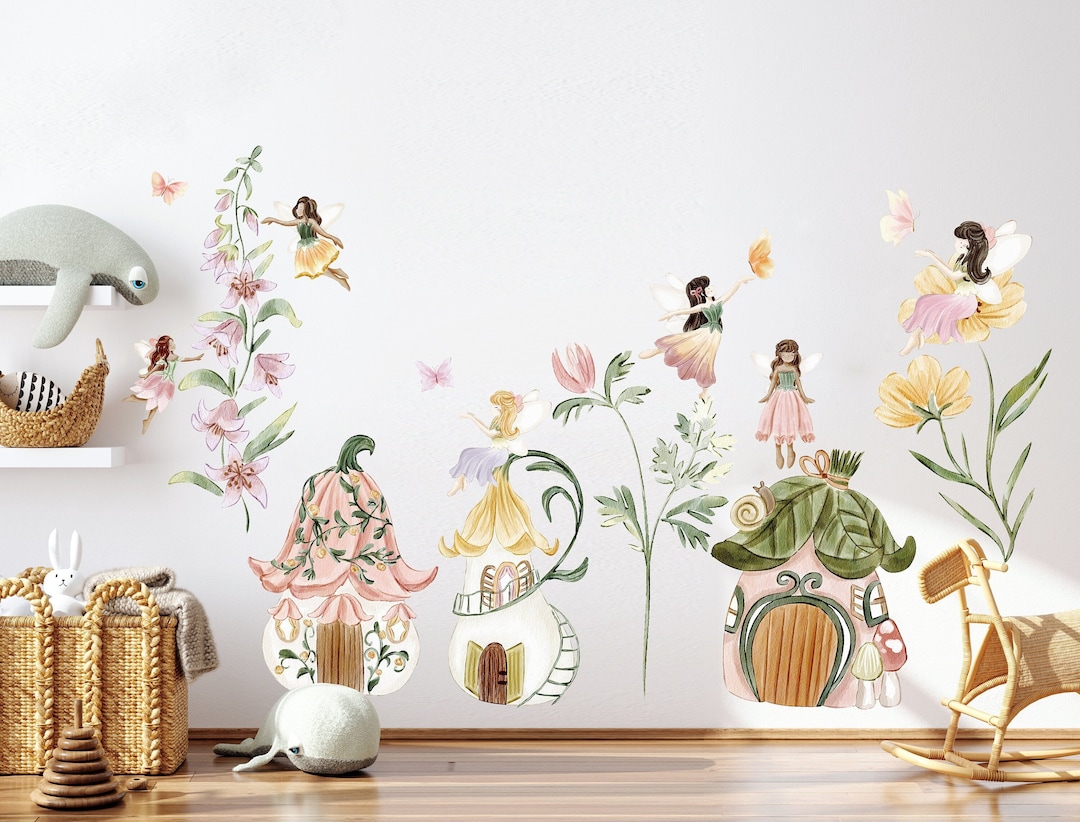 Fairy Wall Decal, Watercolor Fairies Wall Decal, Nursery Fairytale ...