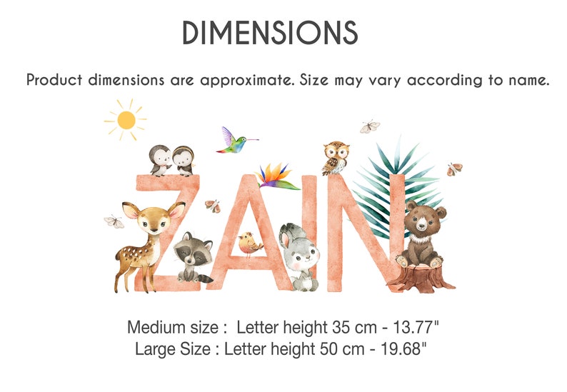 Personalized Nursery Name Decal Set With Safari Animals - Custom Name ...