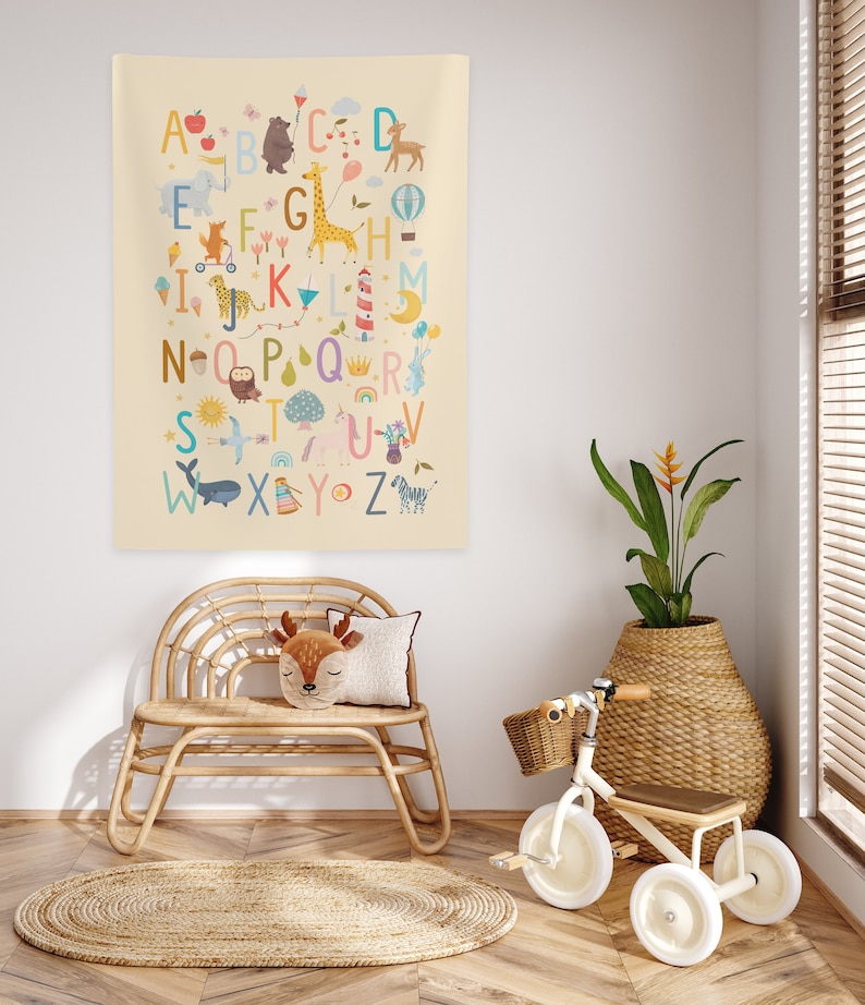 Animal Alphabet Tapestry: Boho Nursery Classroom Decor - Etsy