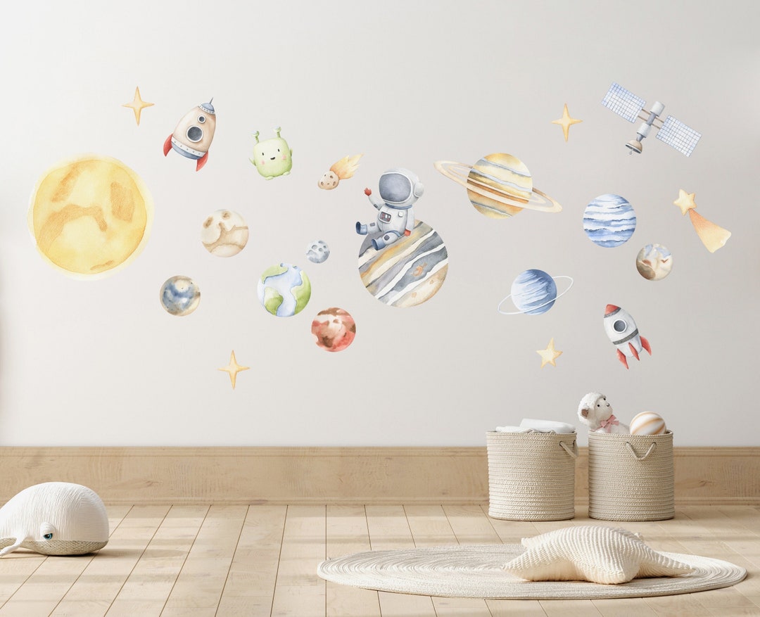Space Decals Nursery, Space Wall Stickers, Space Wall Decal, Solar ...
