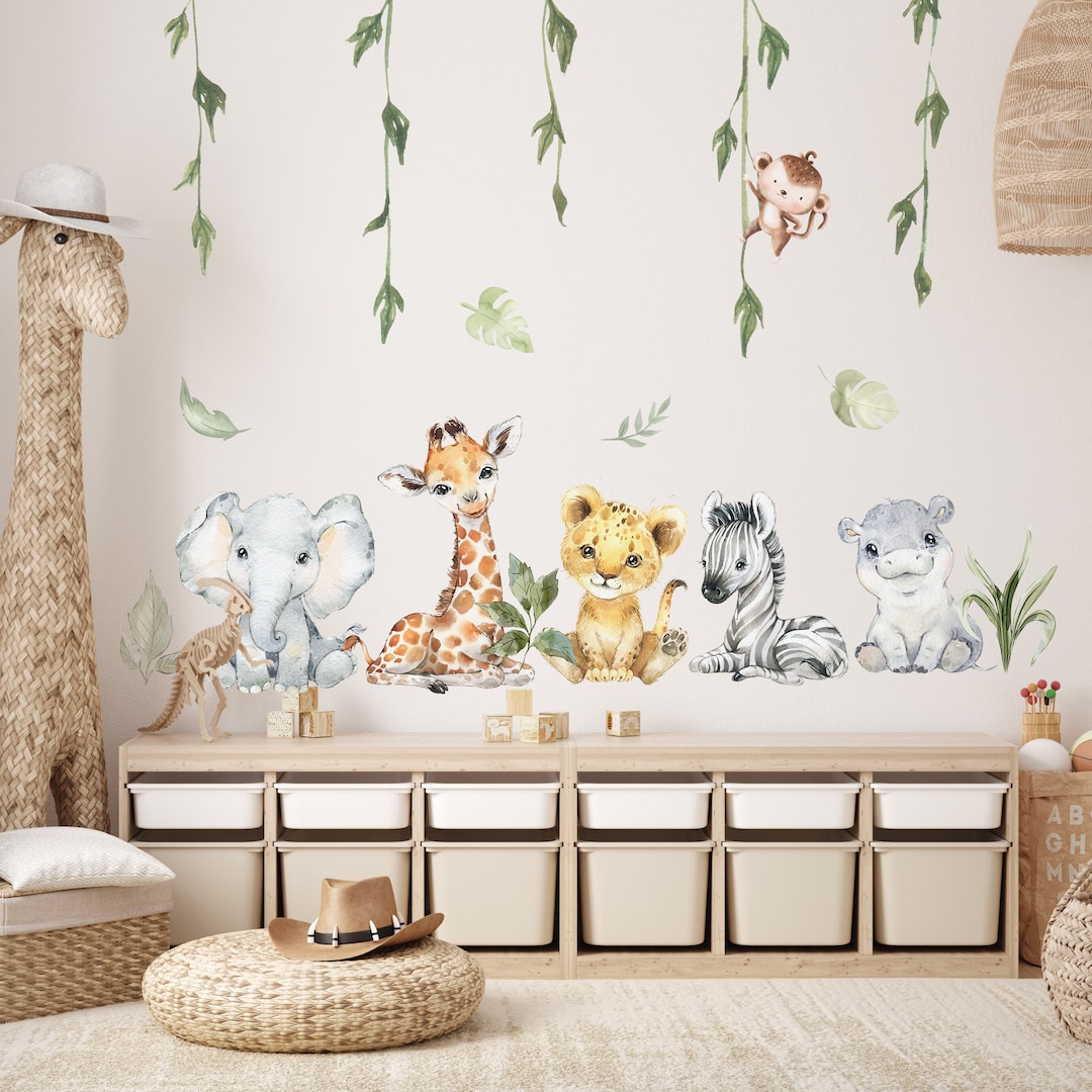 XL Safari Wall Sticker Set for Kids, Safari Animals, Wall Decal, Africa ...