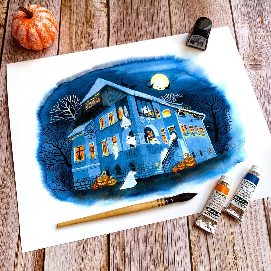 Art Print Halloween Party Watercolor Wall Decoration for Children's ...
