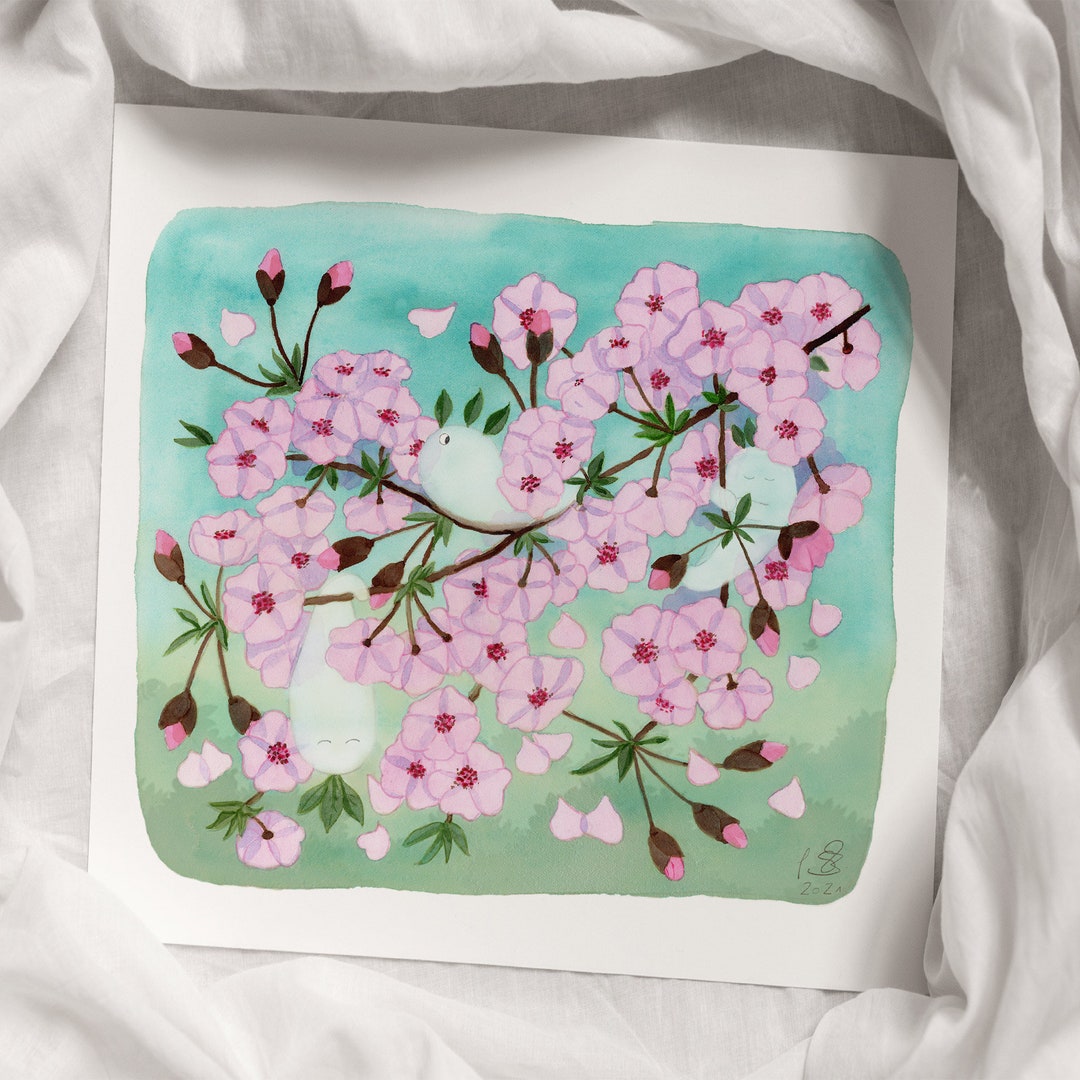 Cherry Tree Print | Cute Tree Spirits - Kodama | Watercolor | Cherry ...