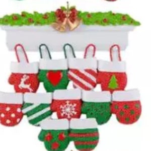 5,6,7,8,9,10,11,12,13,14 Names Personalized Mittens Family Christmas ...