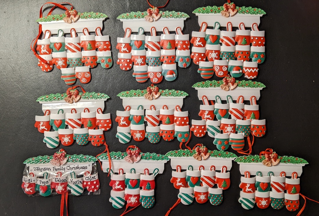 5,6,7,8,9,10,11,12,13,14 Names Personalized Mittens Family Christmas ...