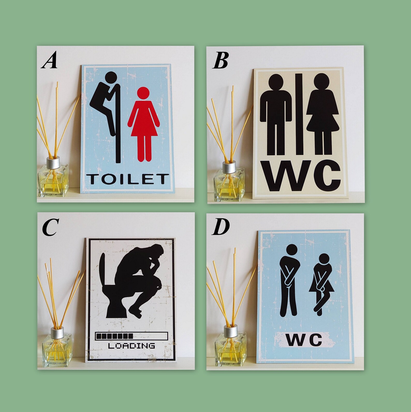 Wc signage toilet sign bathroom sign wc wood sign toilet | Etsy