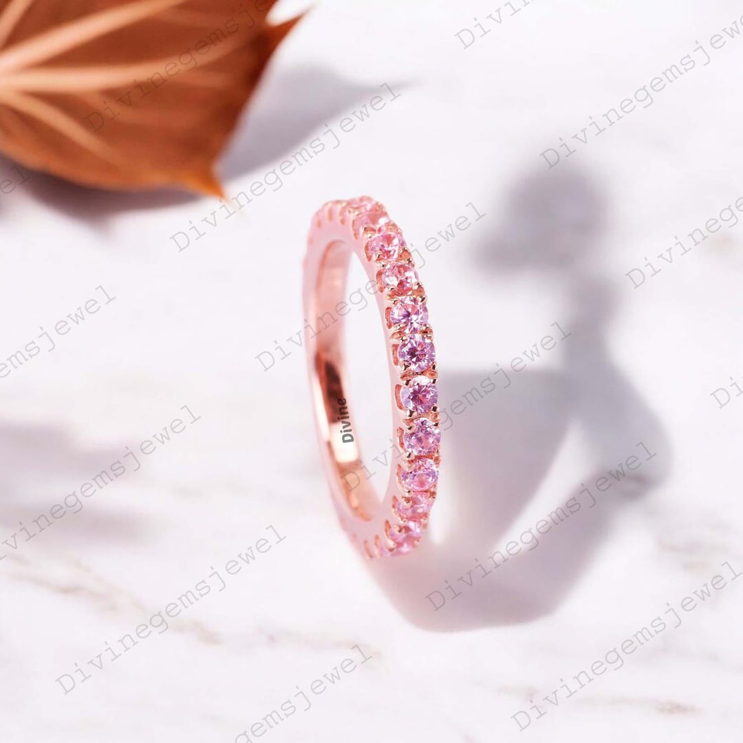 Light Pink Sapphire Eternity Ring 14k,18k Wedding Stacking Band ...