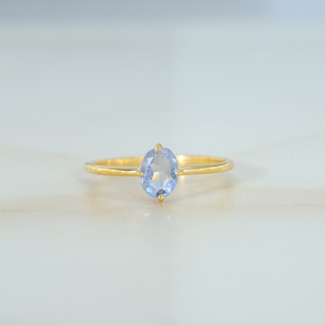 Purple Lavender Sapphire Ring 14k Solid Gold Solitaire Ring Prong Set Delicate Ring Customize ...