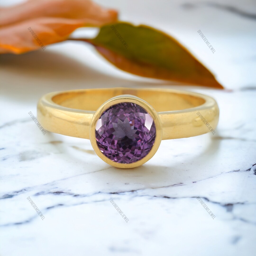 Alexandrite Ring Round 6mm, Color Change Alexandrite, 18k Solid Gold ...
