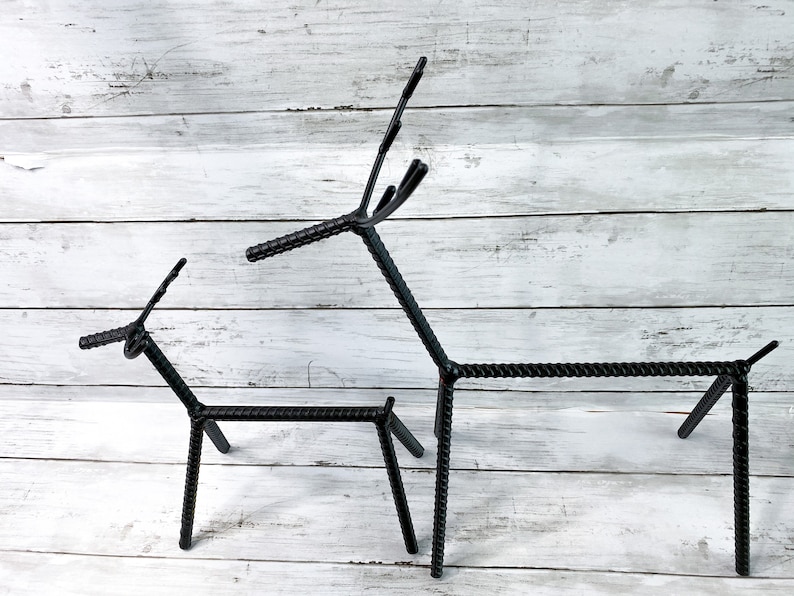 Handcrafted Rebar Metal Reindeer Set: Rustic Christmas Decor - Etsy