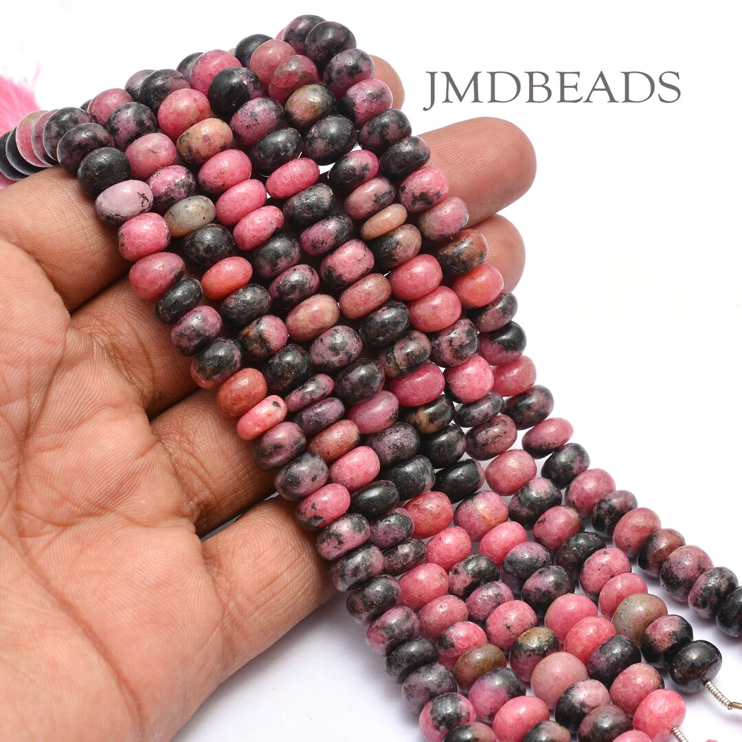Rhodonite Smooth Rondelle Beads, Size 8MM Approx, Handmade Jewelry, Diy ...