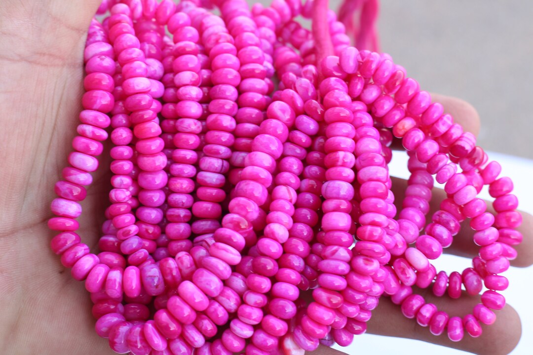 Barbie Pink Opal Beads, Jewelry Making Beads, Smooth Rondelle Beads ...
