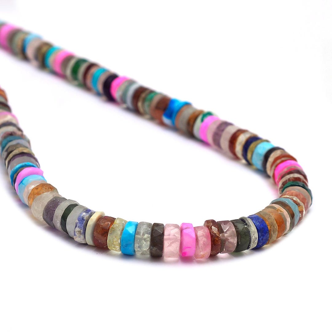 Multi Gemstone Heishi Beads: Faceted Disc Tyre Shape, 7mm - Etsy