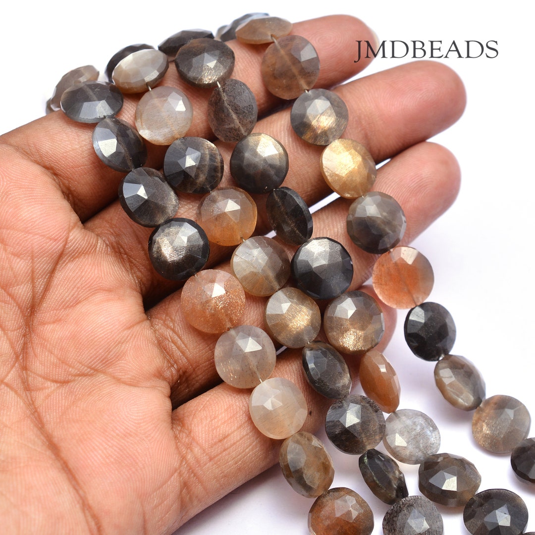 Goldshine Moonstone Beads: 11mm Faceted Coin, 8 Inch Strand - Etsy UK