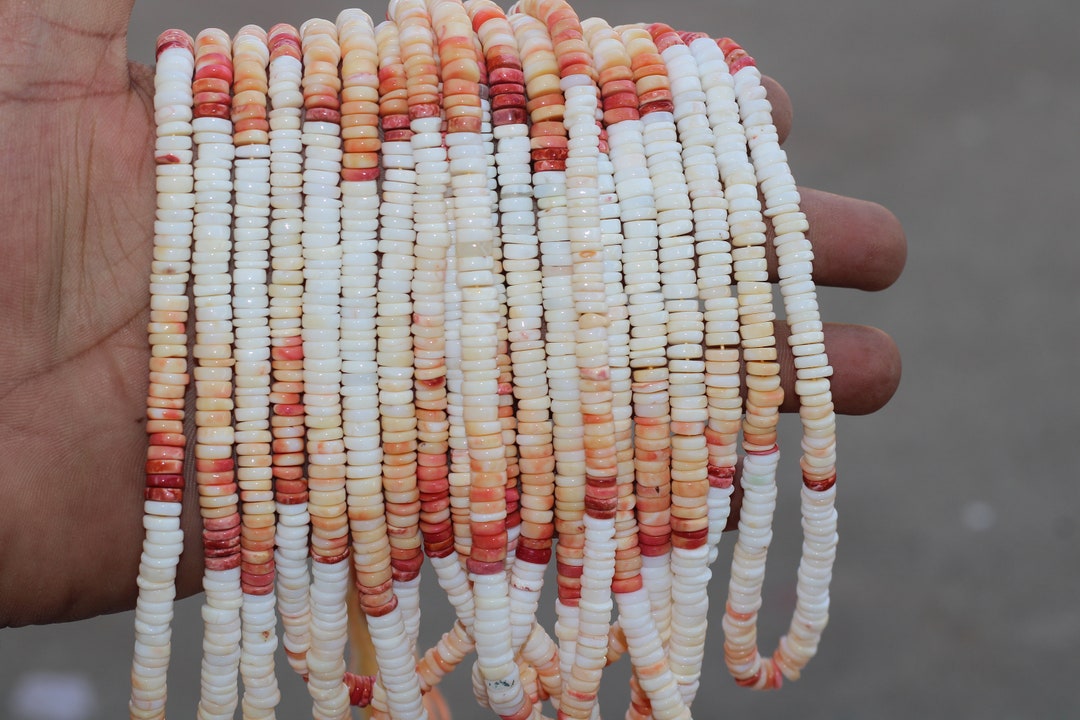 Unique Peach Shaded Opal Smooth Tyre Shape Beads, Opal Heishi Beads ...