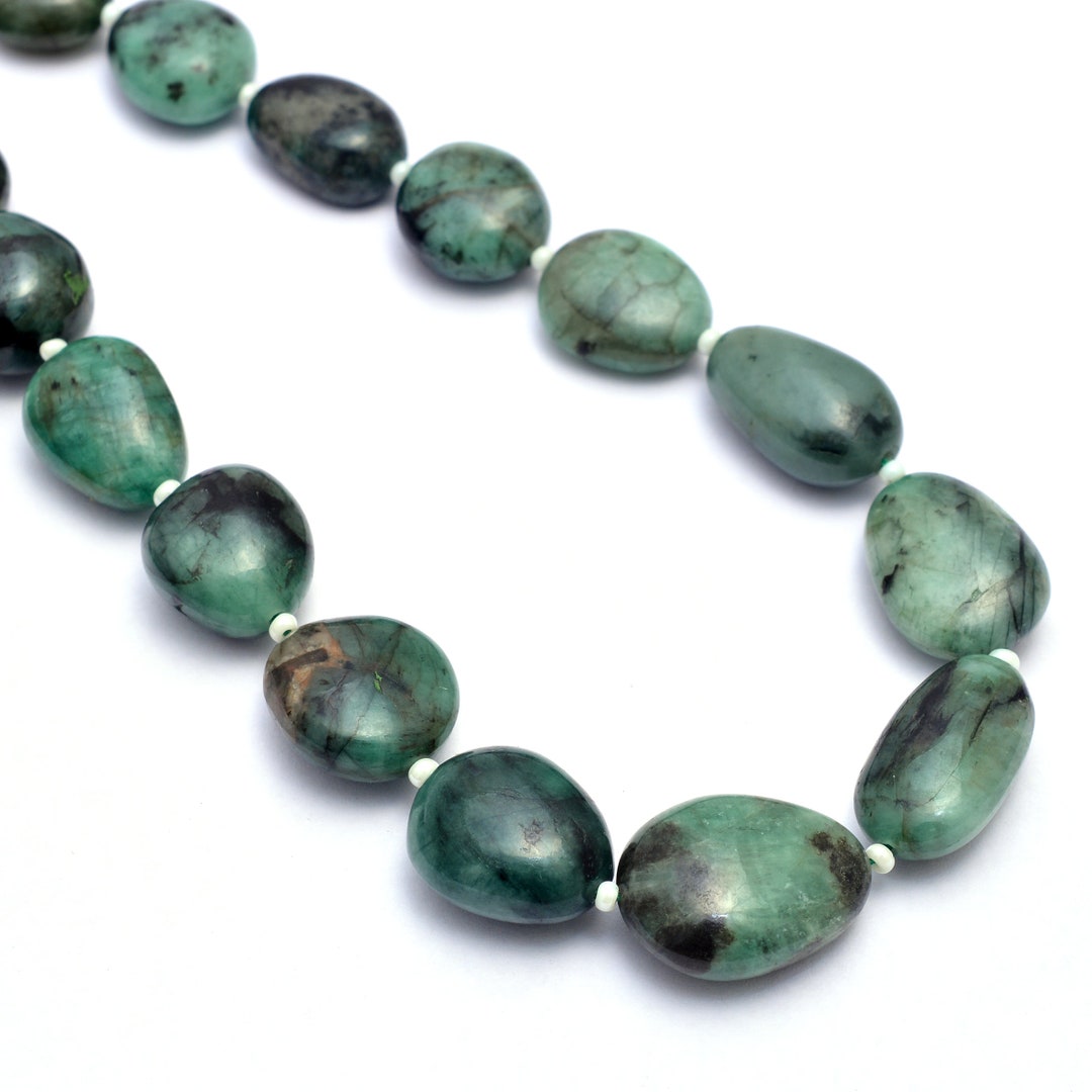 Genuine Emerald Smooth Nugget Beads, Natural Emerald Beads Strand ...