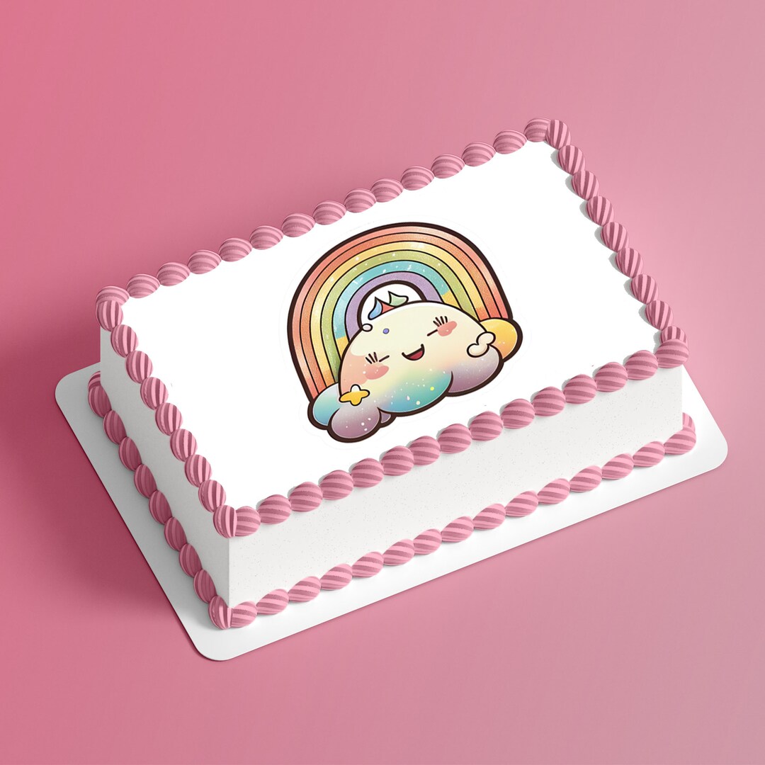 Custom Edible Rectangle Rainbow Cake Topper RC1 - Etsy