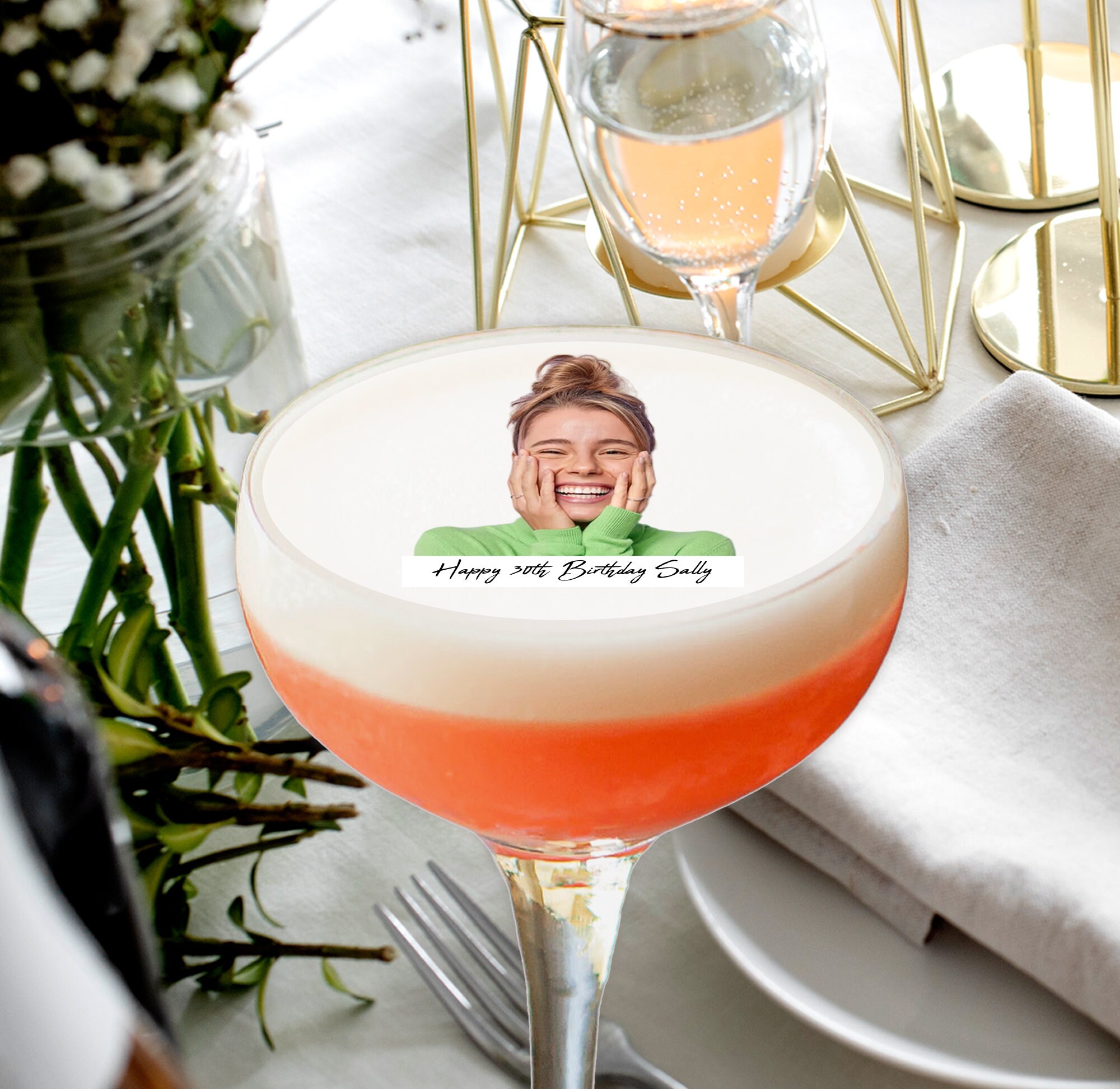 Personalized Happy Birthday Photo Cocktail Topper - Set of 24 Pre-cut ...