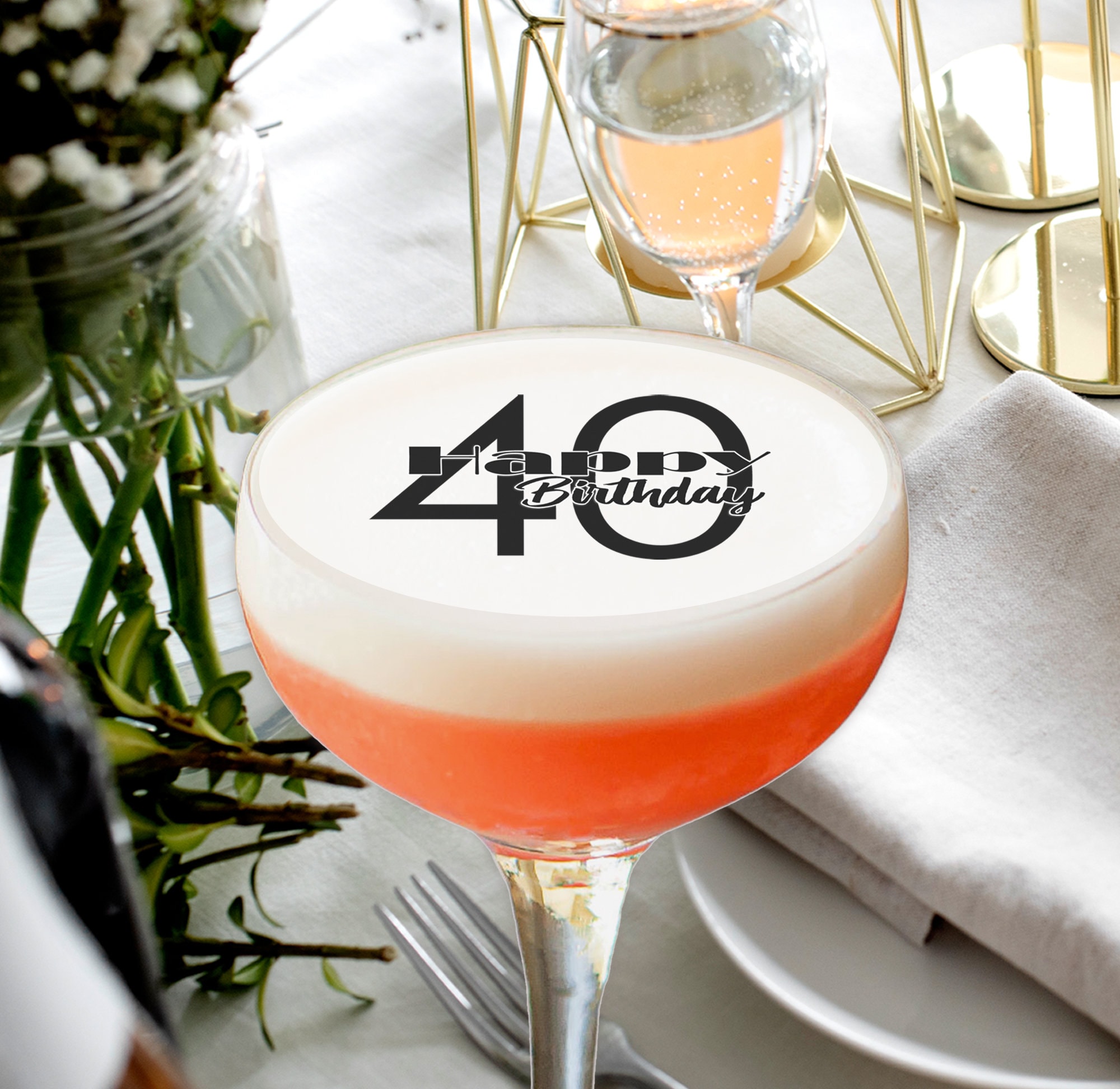 Happy 40th Birthday Edible Drink Cocktail Mocktail Coffee Toppers - Etsy