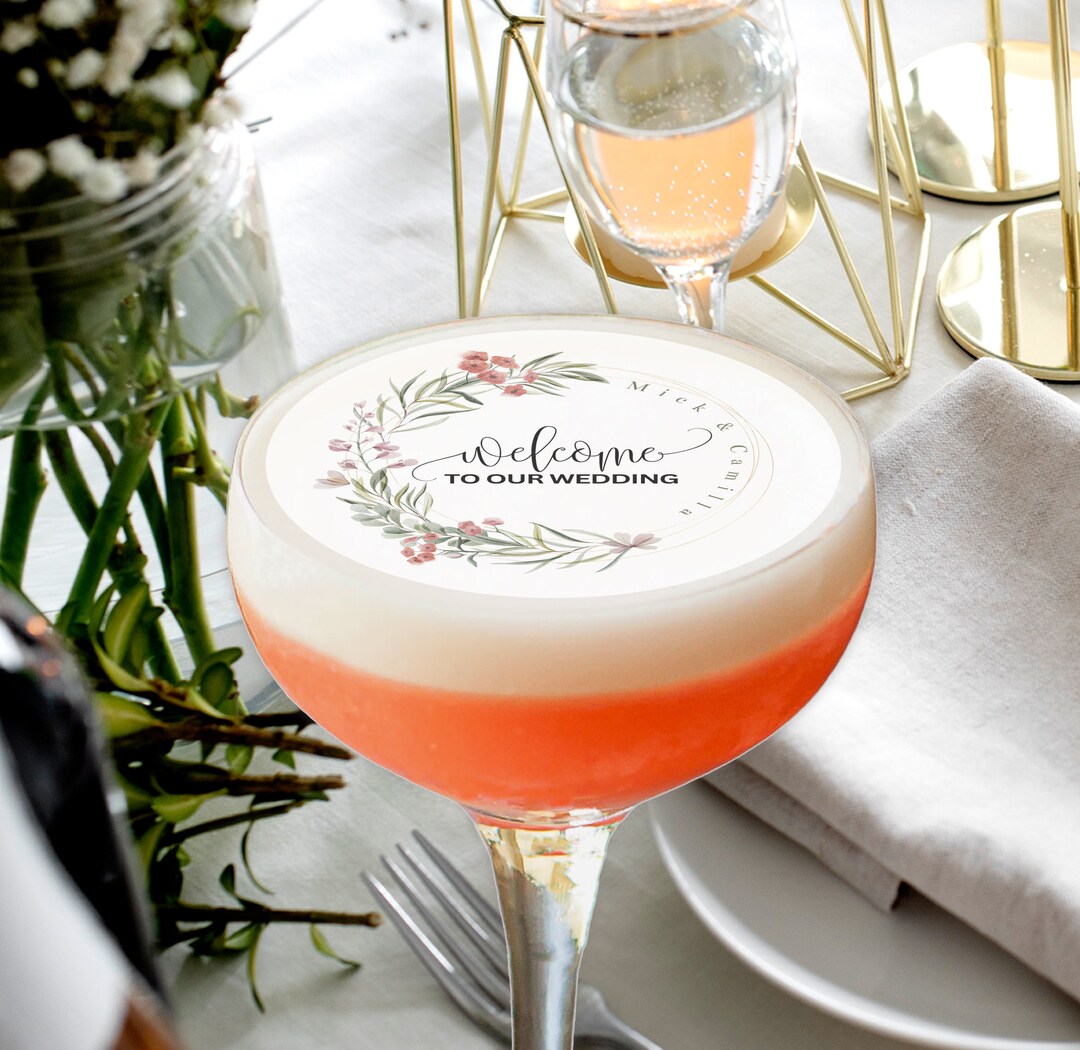Welcome to Our Wedding - Custom Edible Cocktail/mocktail Drink Topper ...