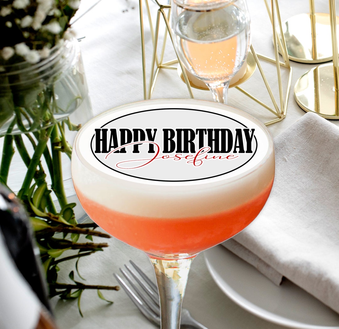Edible Happy Birthday Cocktail Topper With Custom Name - Etsy
