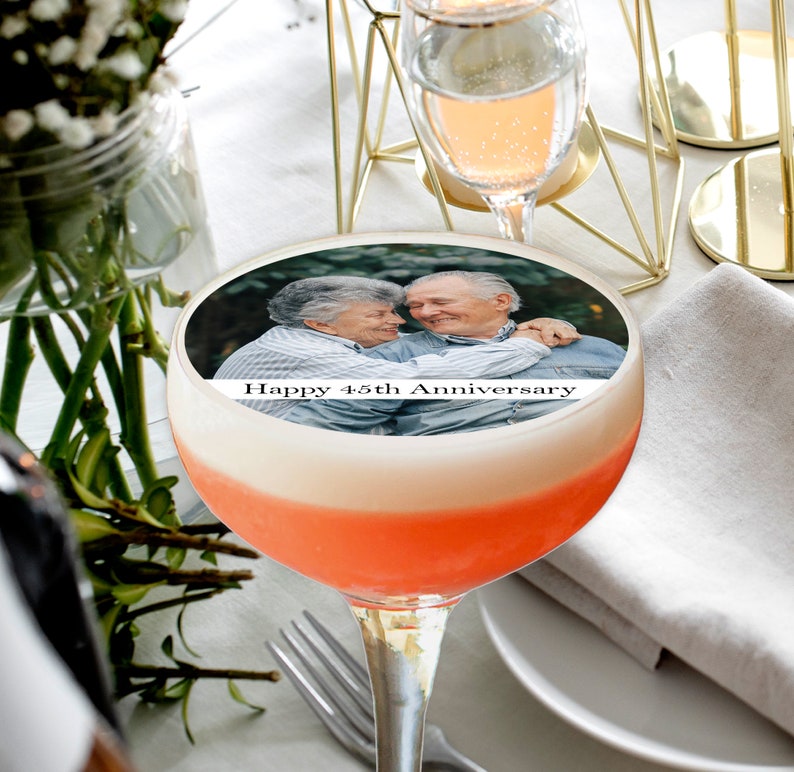 Personalized Edible Photo Cocktail Topper With Own Text - Etsy