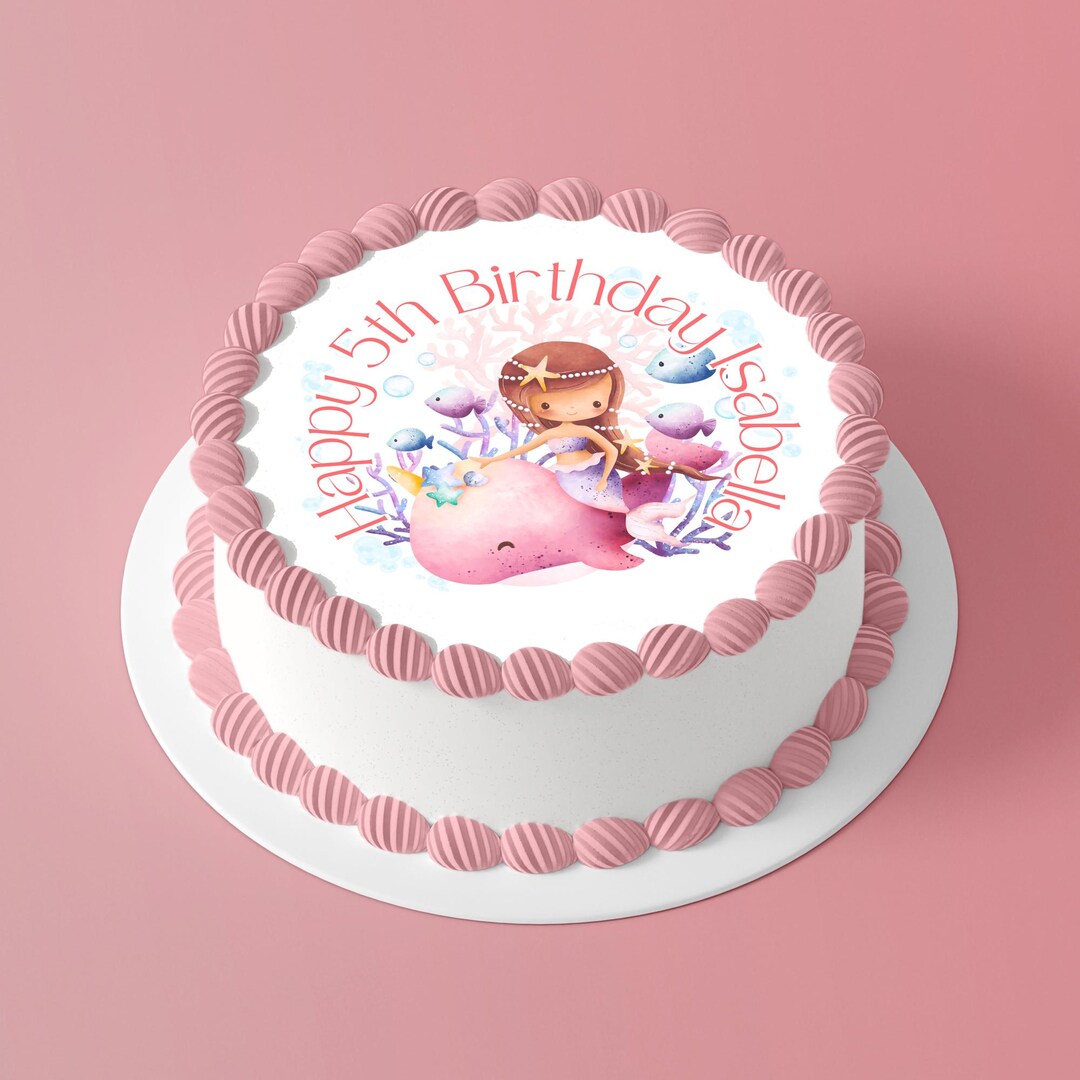 Mermaid and Whale Birthday-themed Edible Cake/cupcake Topper With ...