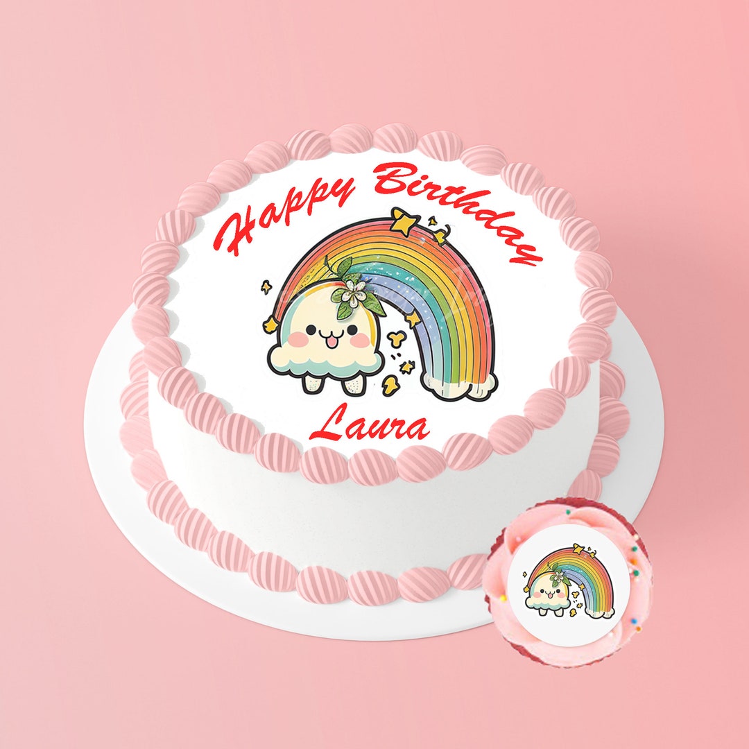 Custom Edible Rainbow Cake Topper for Cakes, Cupcakes & Cookies RC9 - Etsy