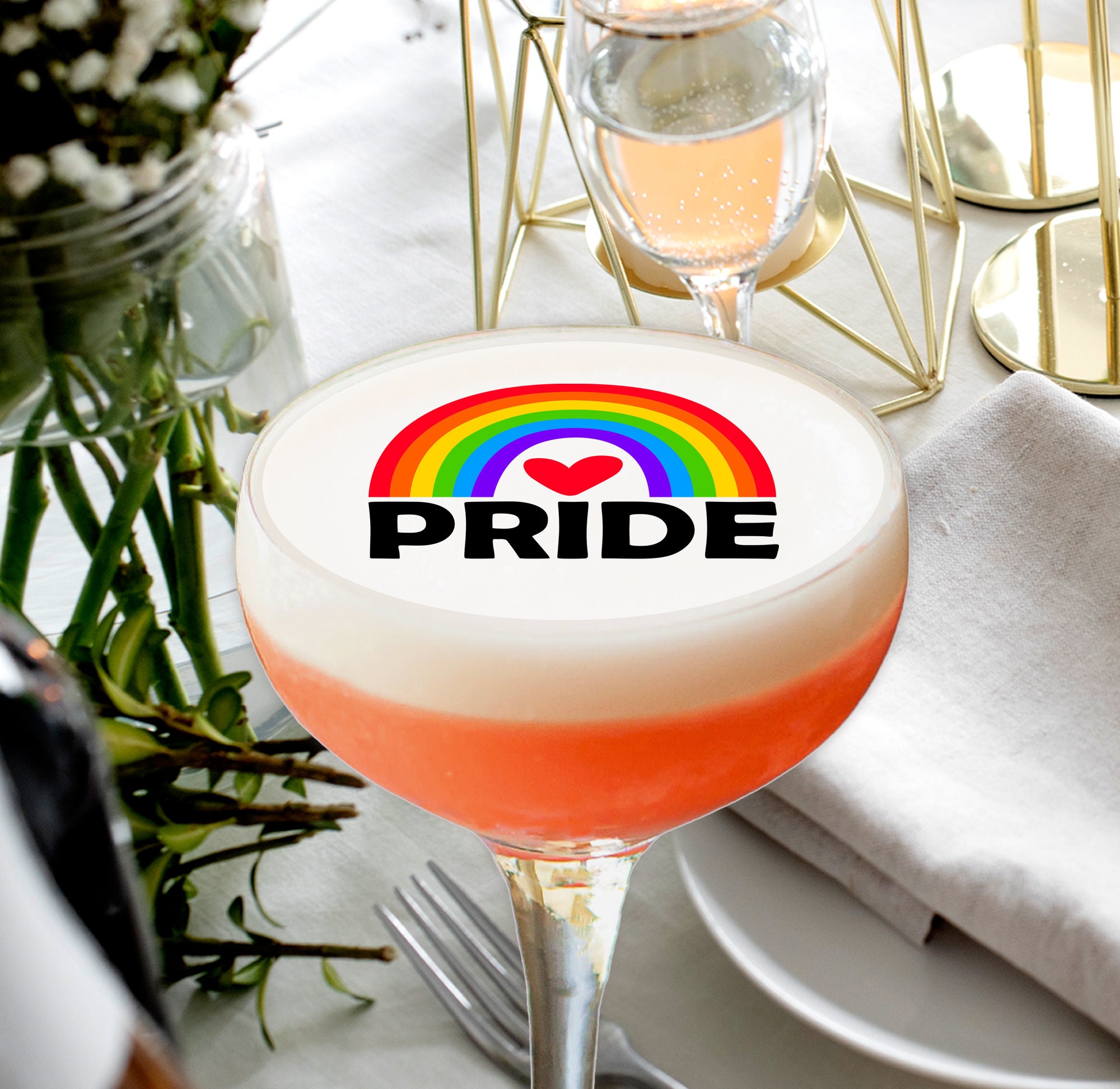 Edible Rainbow Pride Cocktail Topper Set of 24 Pre-cut Round Pieces - Etsy