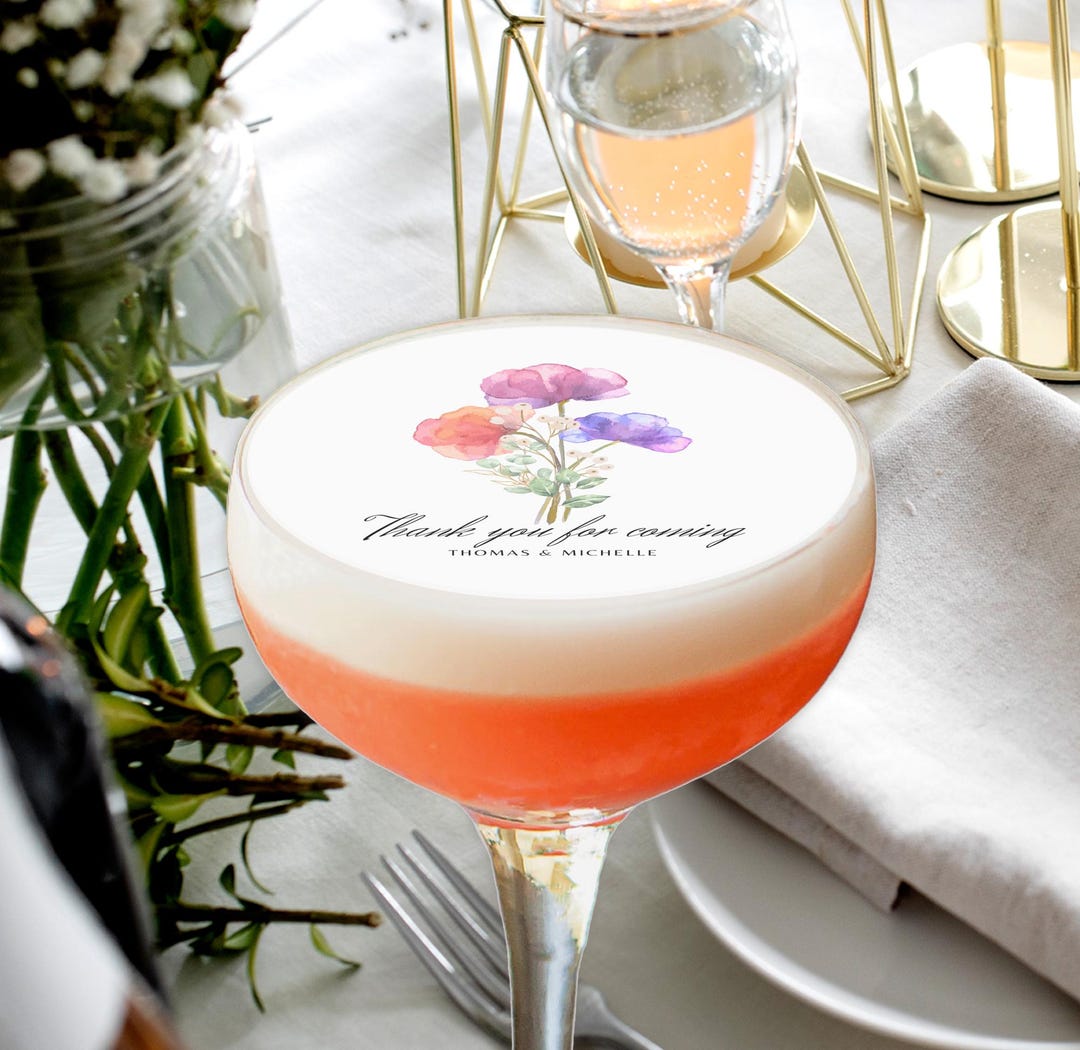 Customisable Thank You for Coming Edible Cocktail/mocktail Drink Topper ...