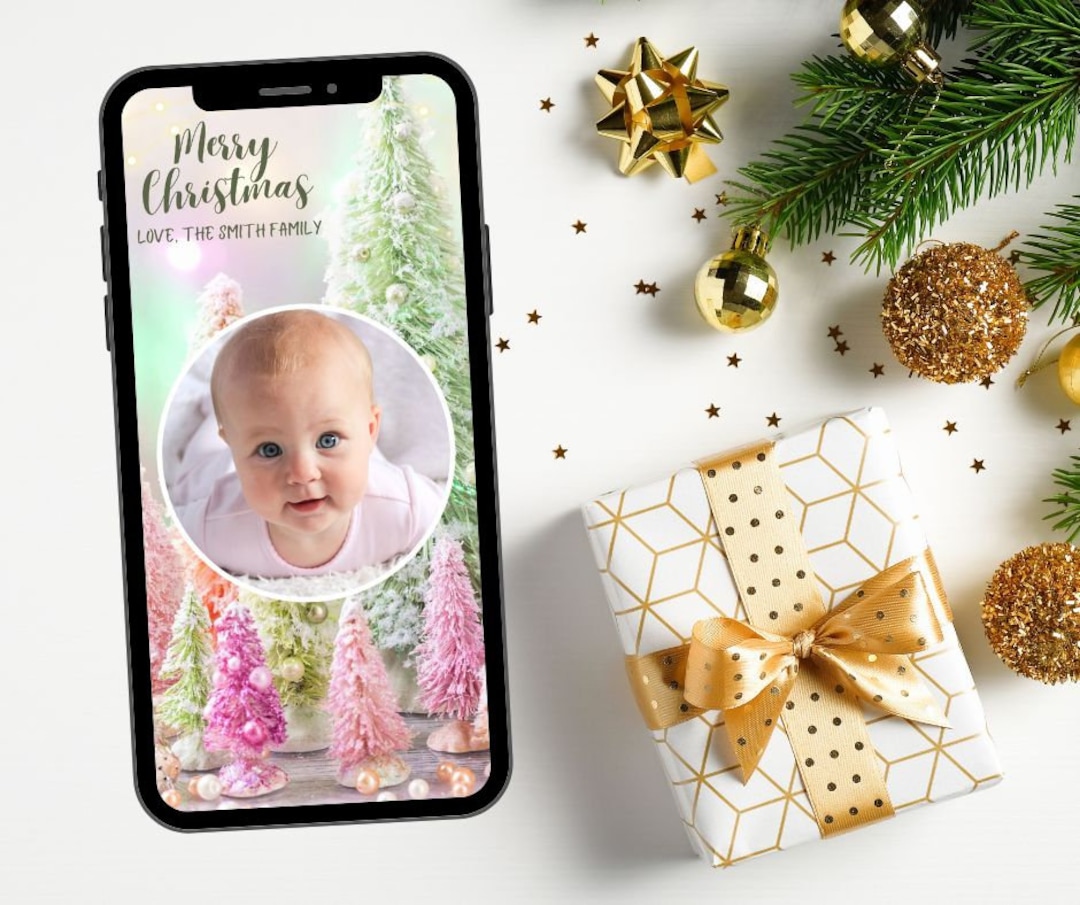 Christmas Ecard Photo Template, Digital Holiday Card, Text Message ...