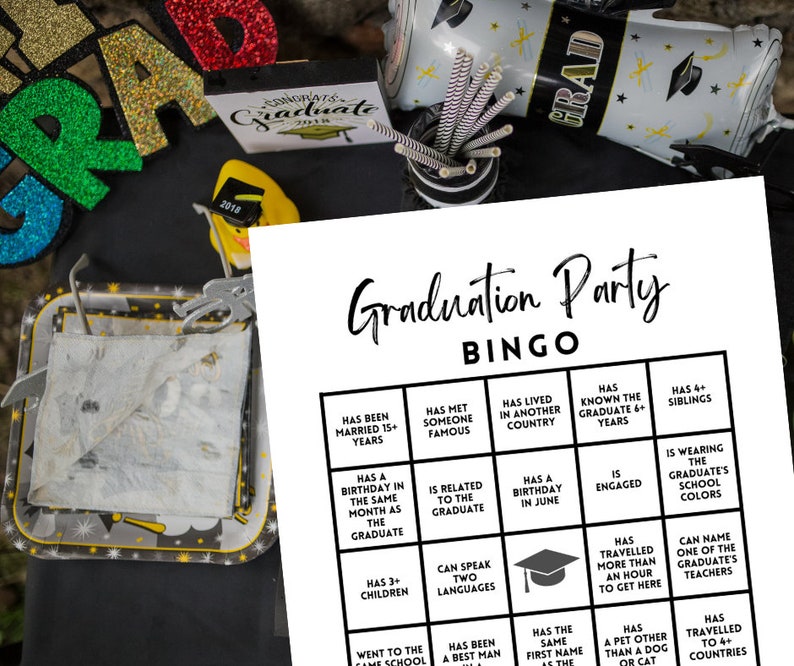 Find the Guest Bingo Graduation Party Game, Minimalist Grad Game, Get ...