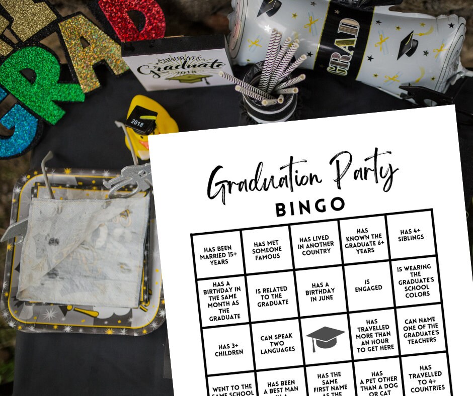 Find the Guest Bingo Graduation Party Game, Minimalist Grad Game, Get ...